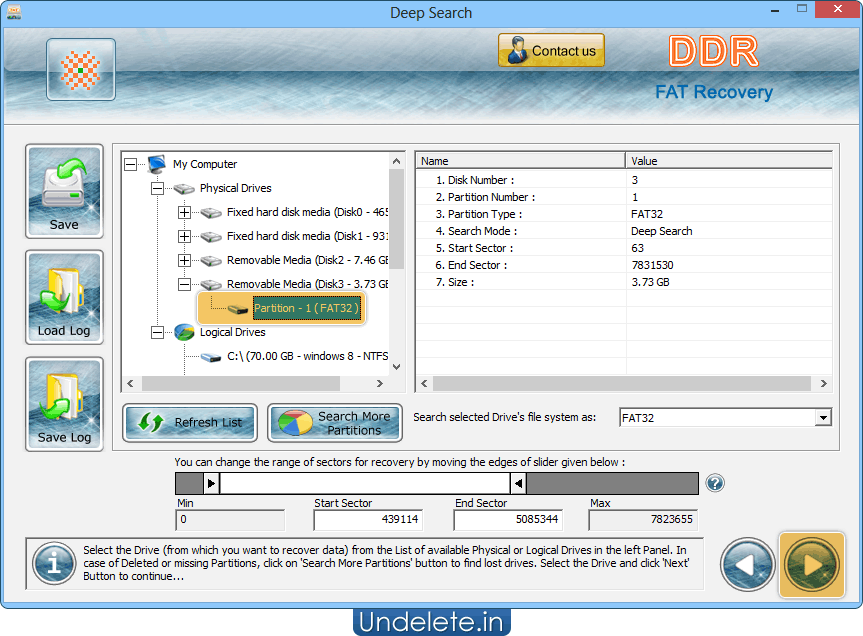 FAT Undelete software screenshots hard drives data recovery program ...